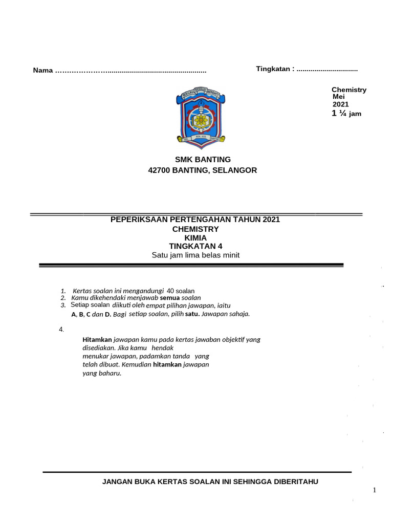 SMK Banting 42700 Banting, Selangor | PDF