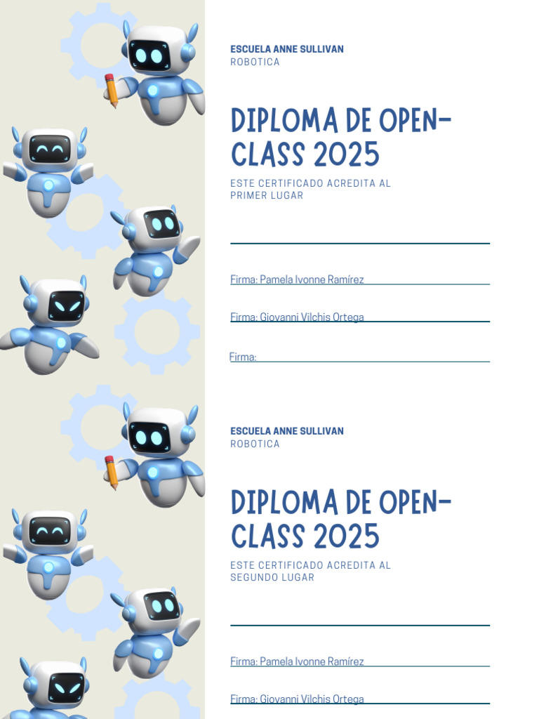 Certificado de Robótica Infantil Multicolor | PDF