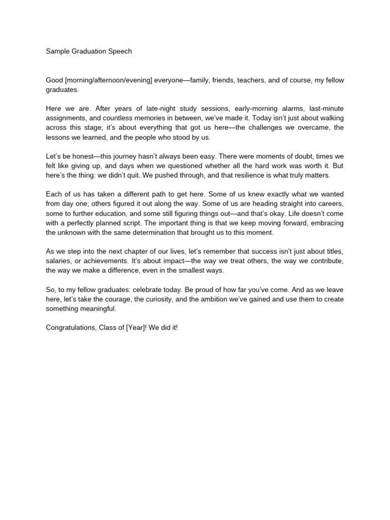 Sample Graduation Speech | PDF