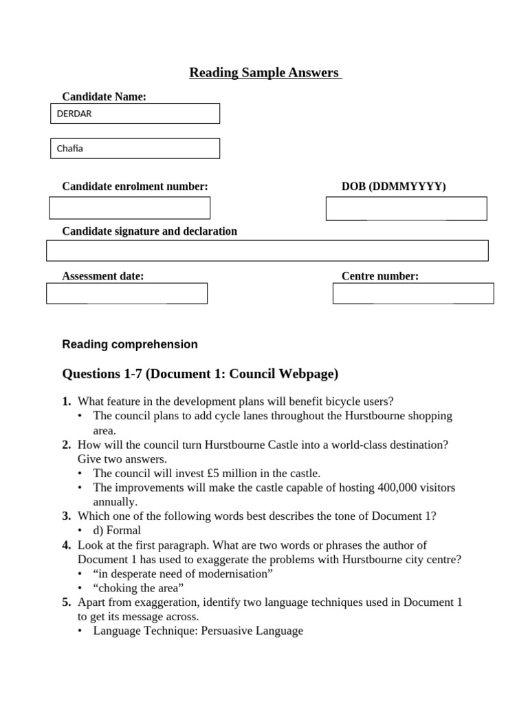 Reading sample answers .. | PDF | Communication | Human Communication