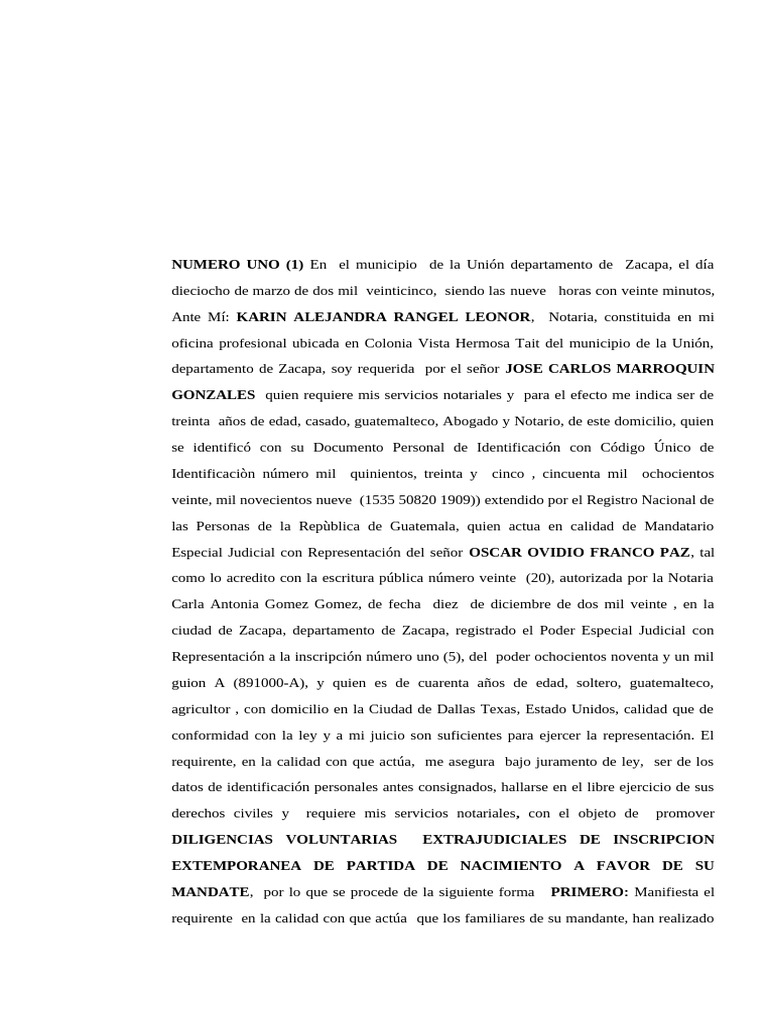 Solicitud de Registro Extemporáneo | PDF | Guatemala | Certificado de ...