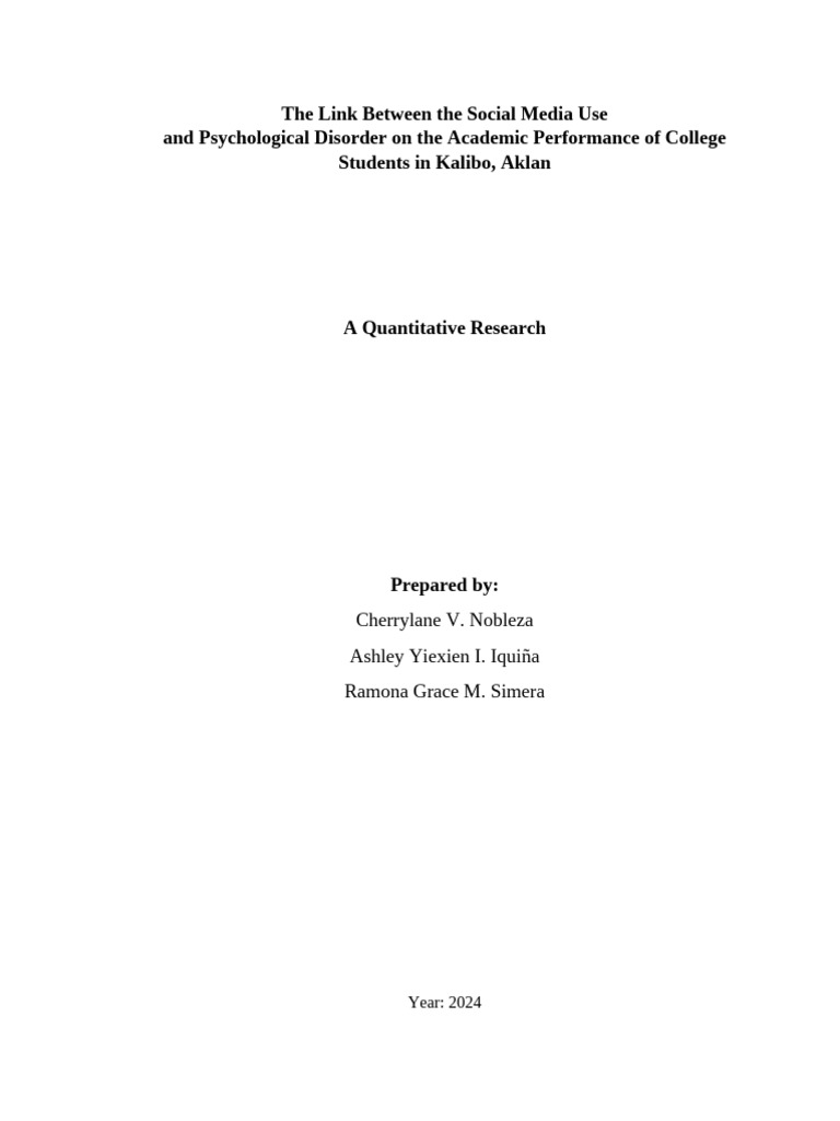 Group 1.14 The Link Between The Social Media Use and The Pyschological Disorder On The Academic ...