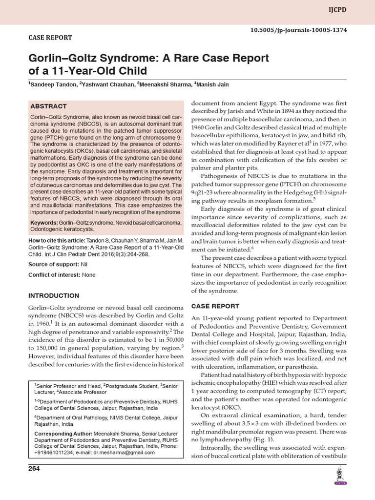 Síndrome de Gorlin Goltz | PDF | Medical Specialties | Diseases And Disorders