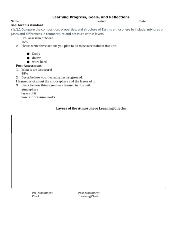 Mikhail :) Atmosphere Learning Progress Goal Reflection | PDF