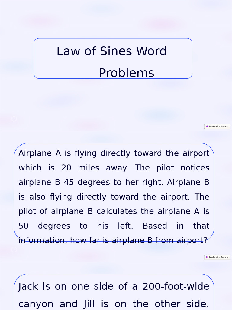 Law of Sines Word Problems | PDF