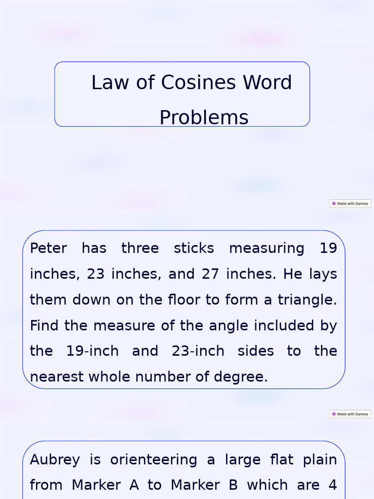 Law of Cosines Problem Set | PDF