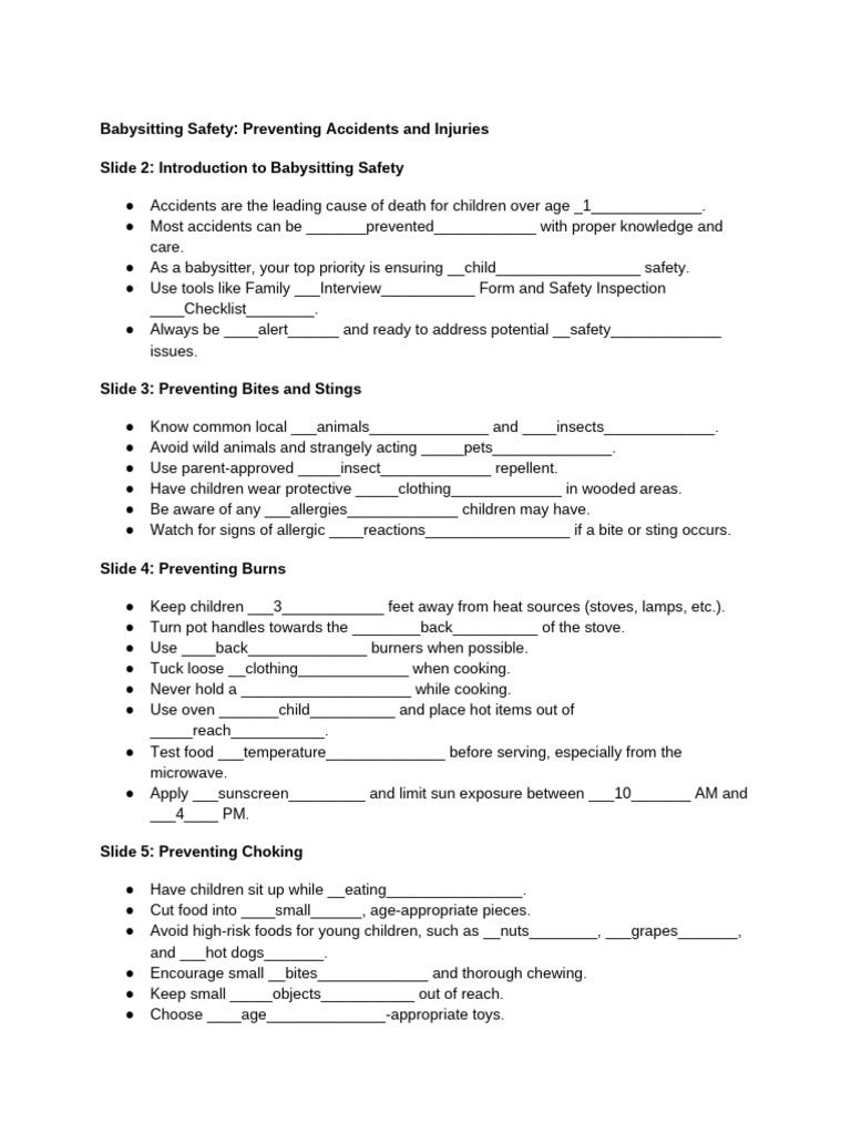 Babysitting Safety_ Preventing Accidents and Injuries | PDF | Babysitting