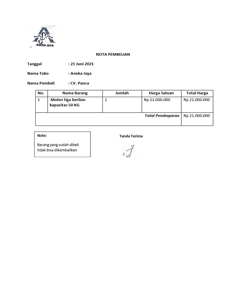 Nota-Pembelian Genset | PDF