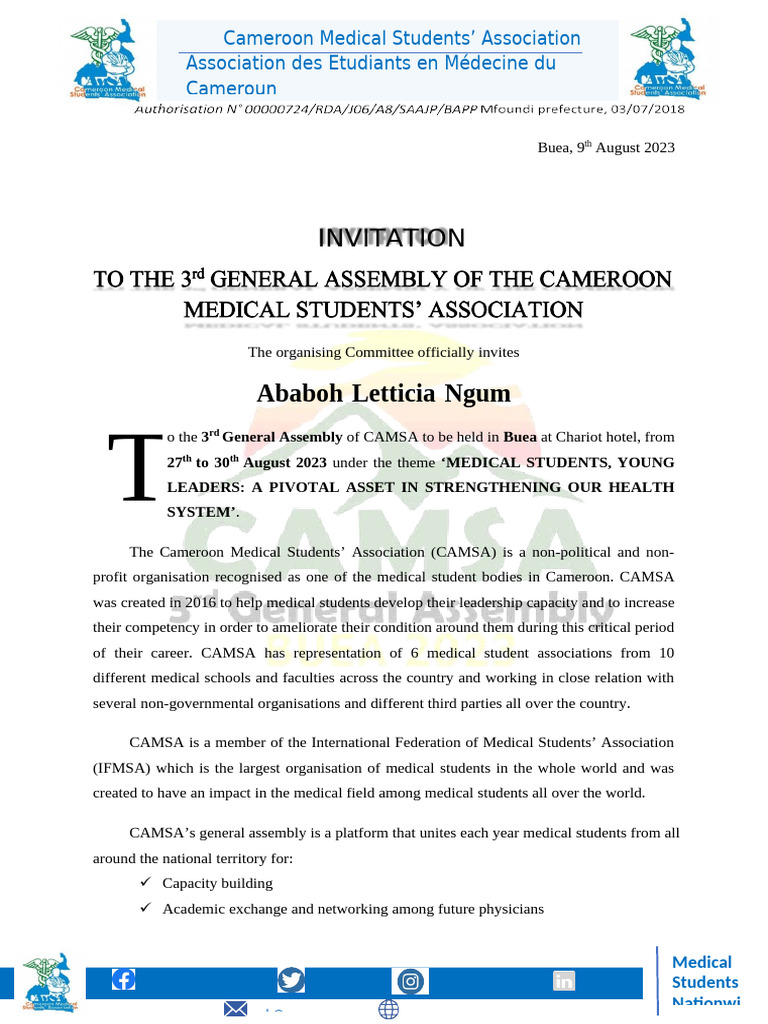 Invitation Letter Ababoh Letticia221 | PDF | Educational Organizations ...