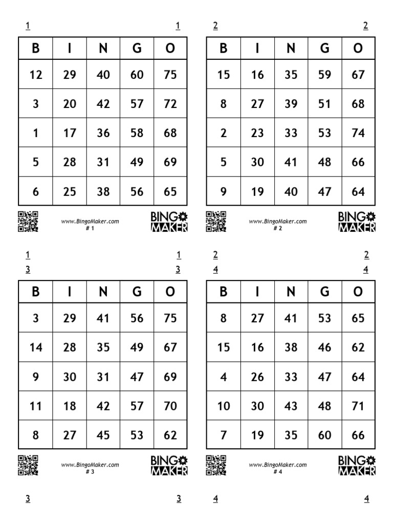 Bingo Number Lists and Patterns | PDF