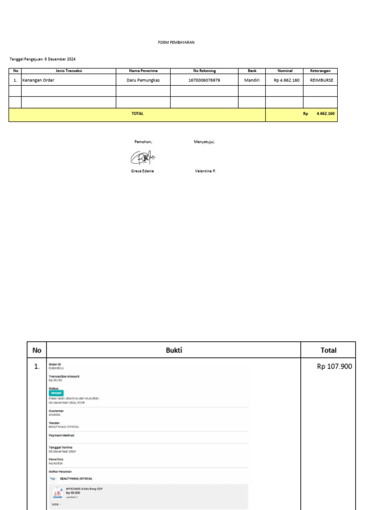 Pengajuan Reimburse Kita | PDF