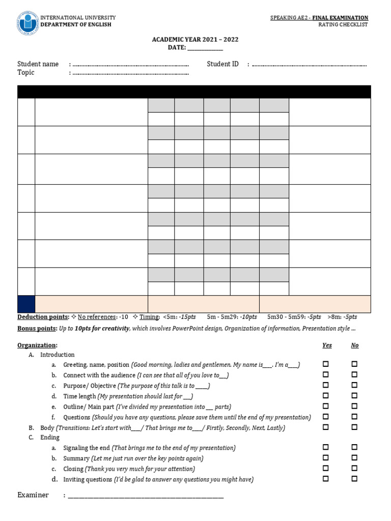 AE2 Speaking Final 01.2022 | PDF | Learning | Communication