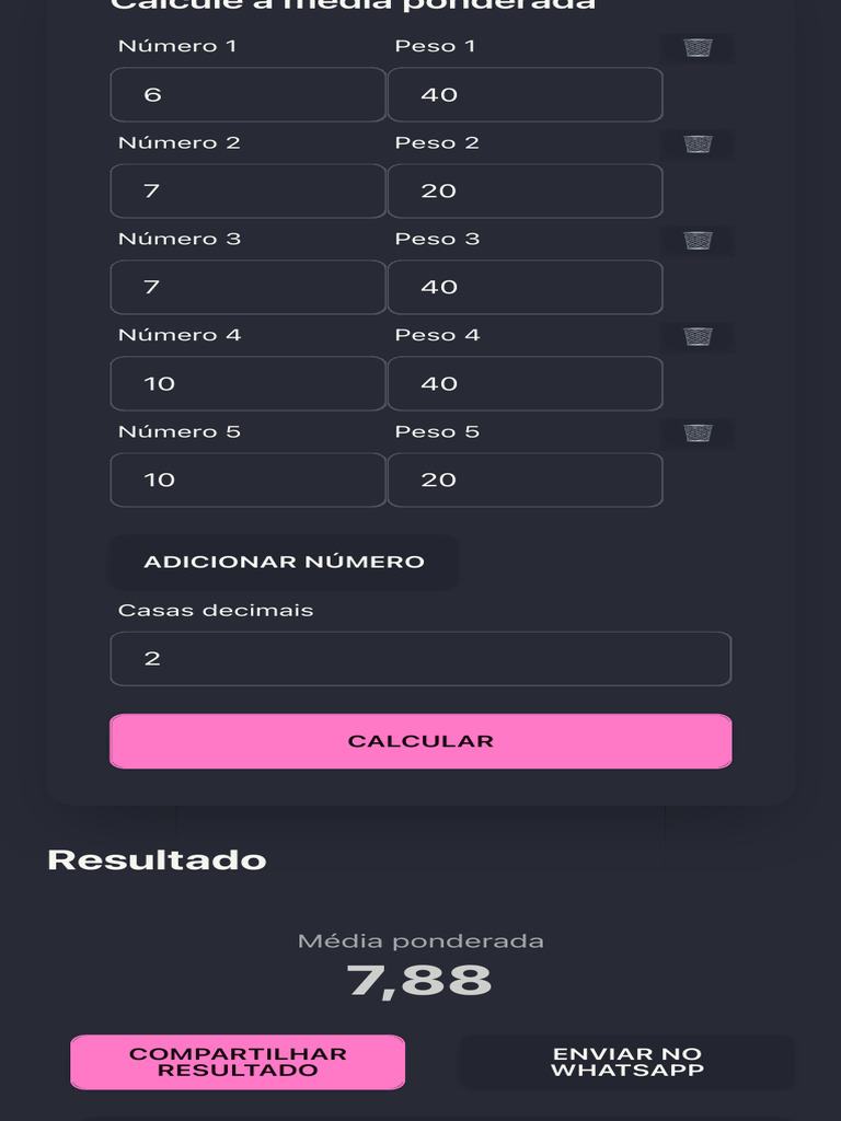 Calculadora de Média Ponderada Passo A Passo 2 | PDF