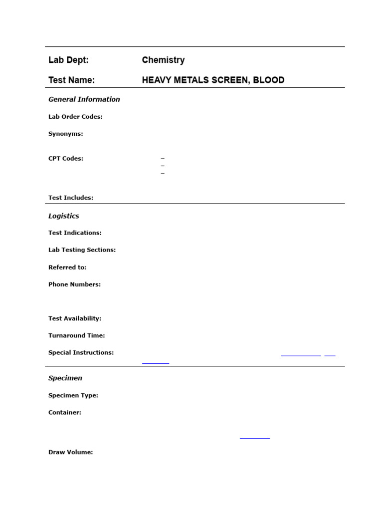 Heavy Metals Screen Blood | PDF | Cadmium | Ethylenediaminetetraacetic Acid