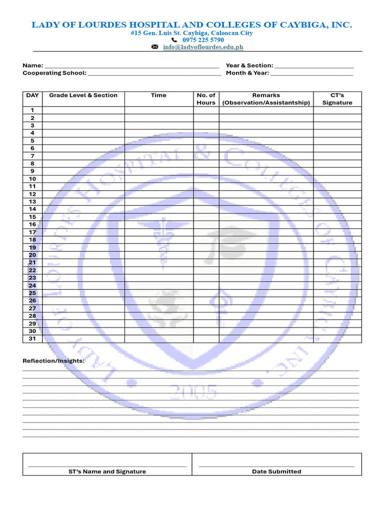 Printed Time Record and Observation Sheet | PDF