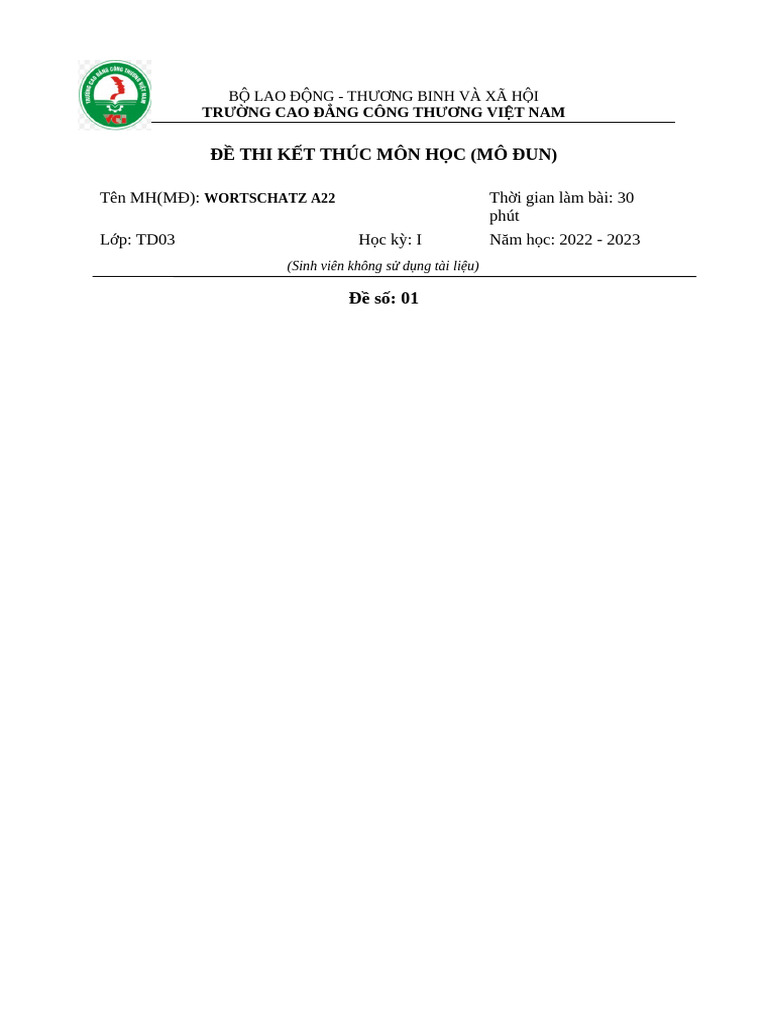 Wortschatz A2.2 Test TD03 | PDF