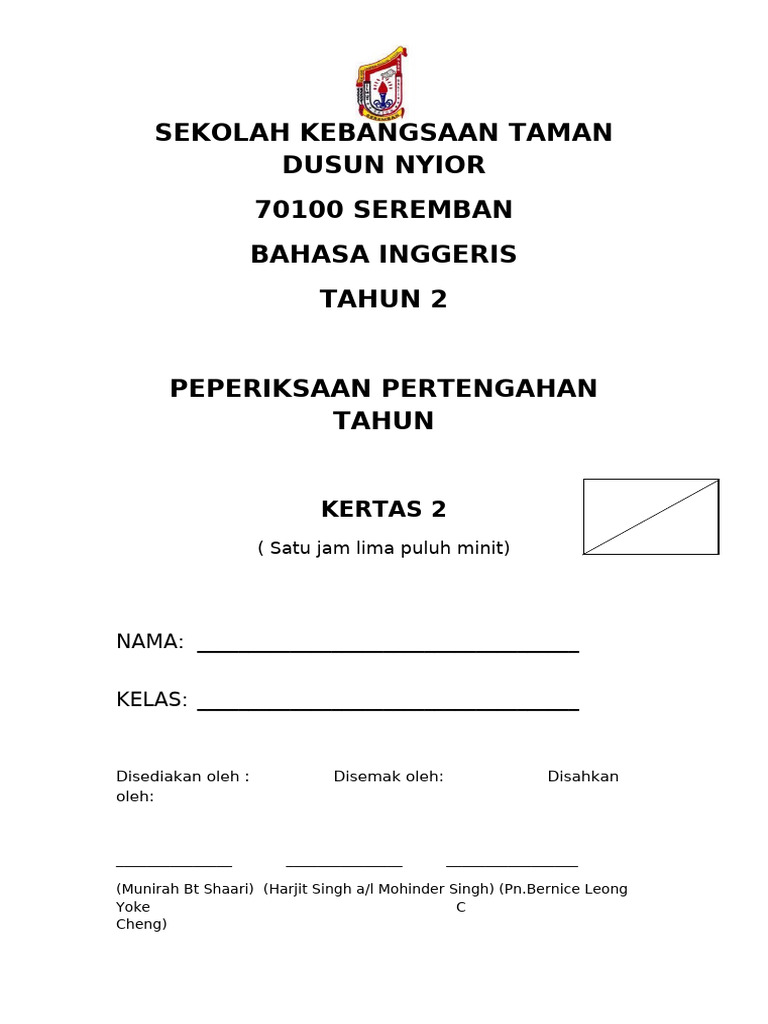 Kertas 2 Eng Year 2 Mid Year | PDF