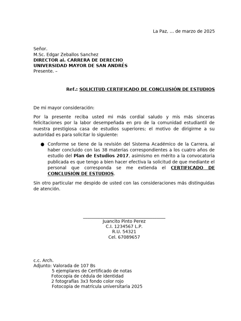 Solicitud de Certificado de Estudios | PDF