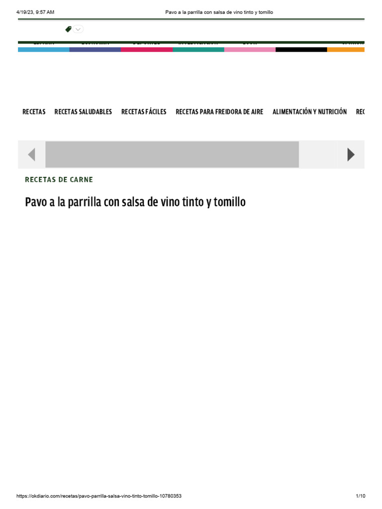 Pavo a la parrilla con salsa de vino tinto y tomillo | PDF | Interrogatorio intenso | Salsa