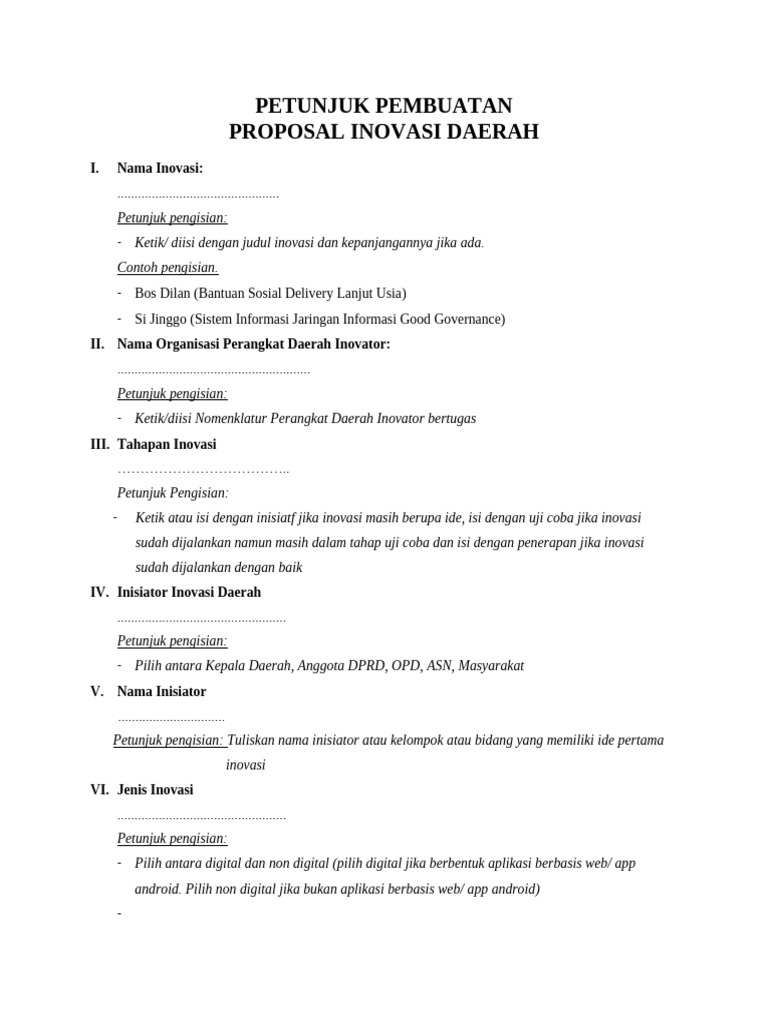 Panduan Proposal Inovasi Daerah | PDF