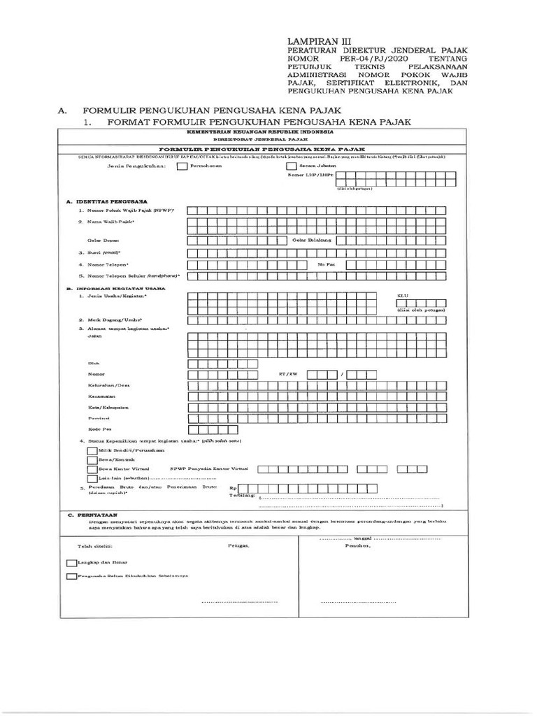 A. Form Pengukuhan PKP | PDF