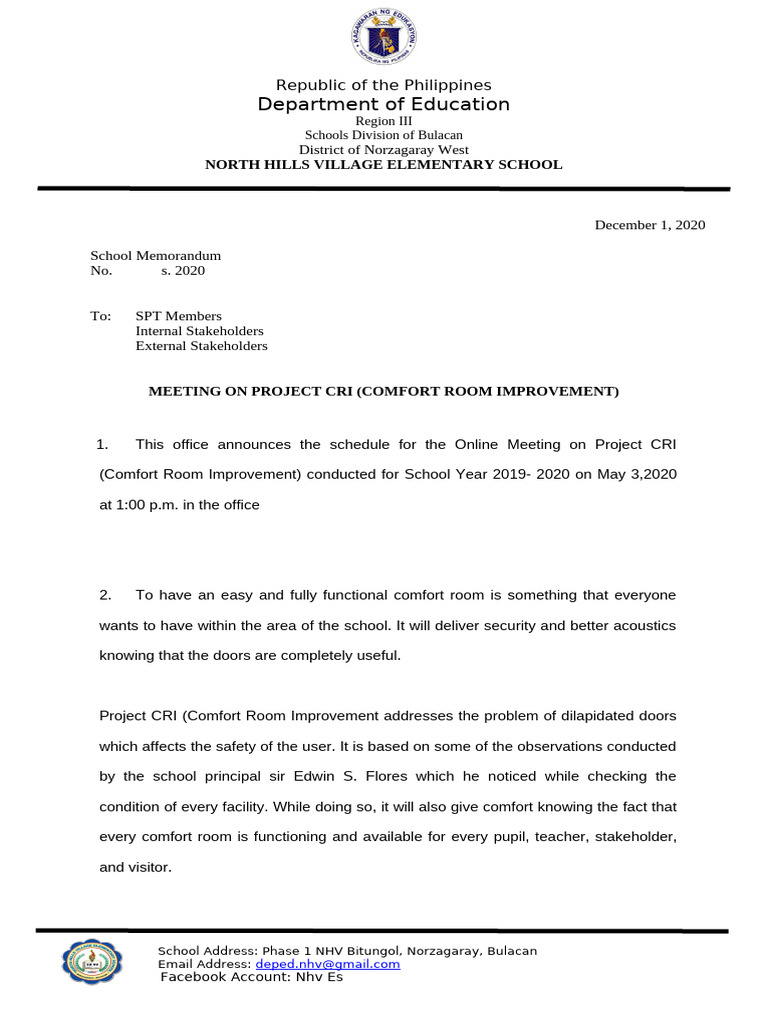 PROJECT CRI (Comfort Room Improvement) | PDF