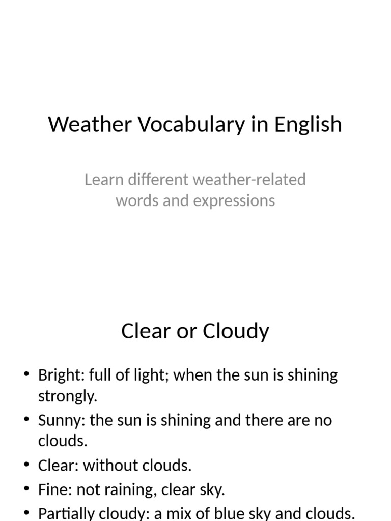 Weather Vocabulary Presentation | PDF
