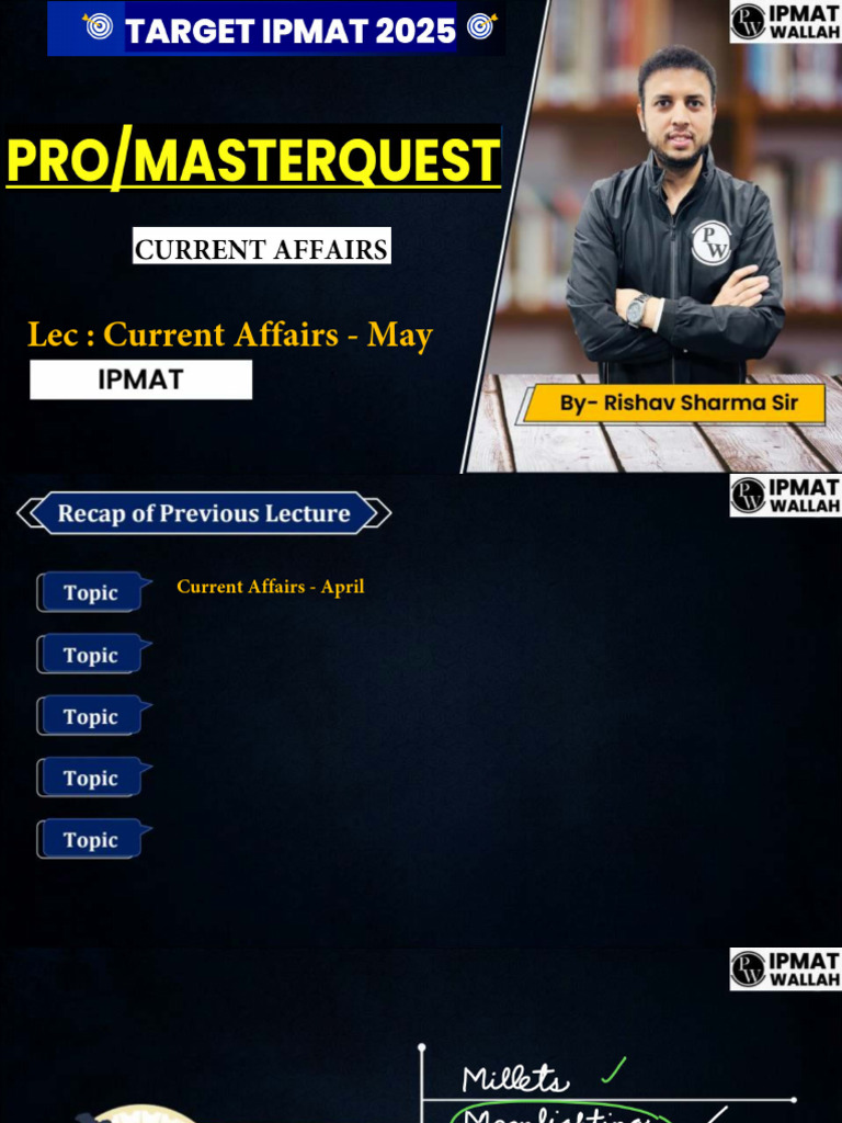 Current Affairs - Current Affairs - May Class Notes - IPMAT Pro 2025 | PDF