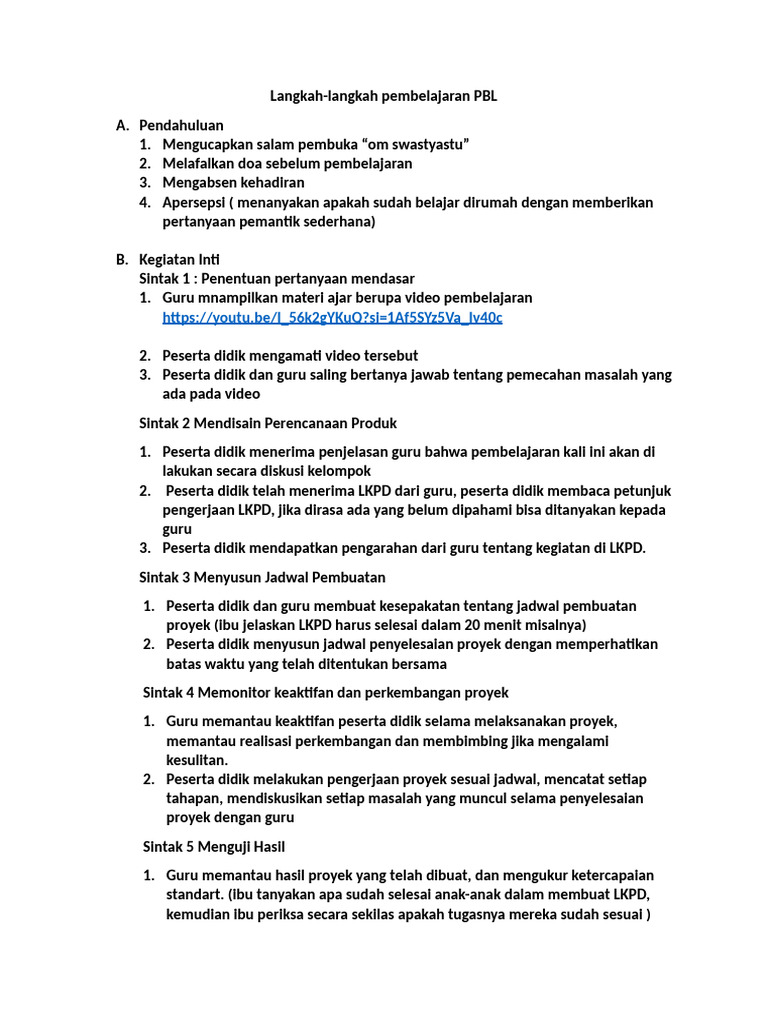 Langkah pjbl | PDF