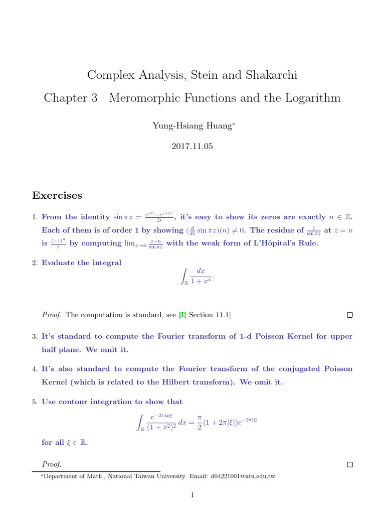 Stein-Shakarchi Complex Analysis Solution Chapter 3 Meromorphic Functions and The Logarithm ...