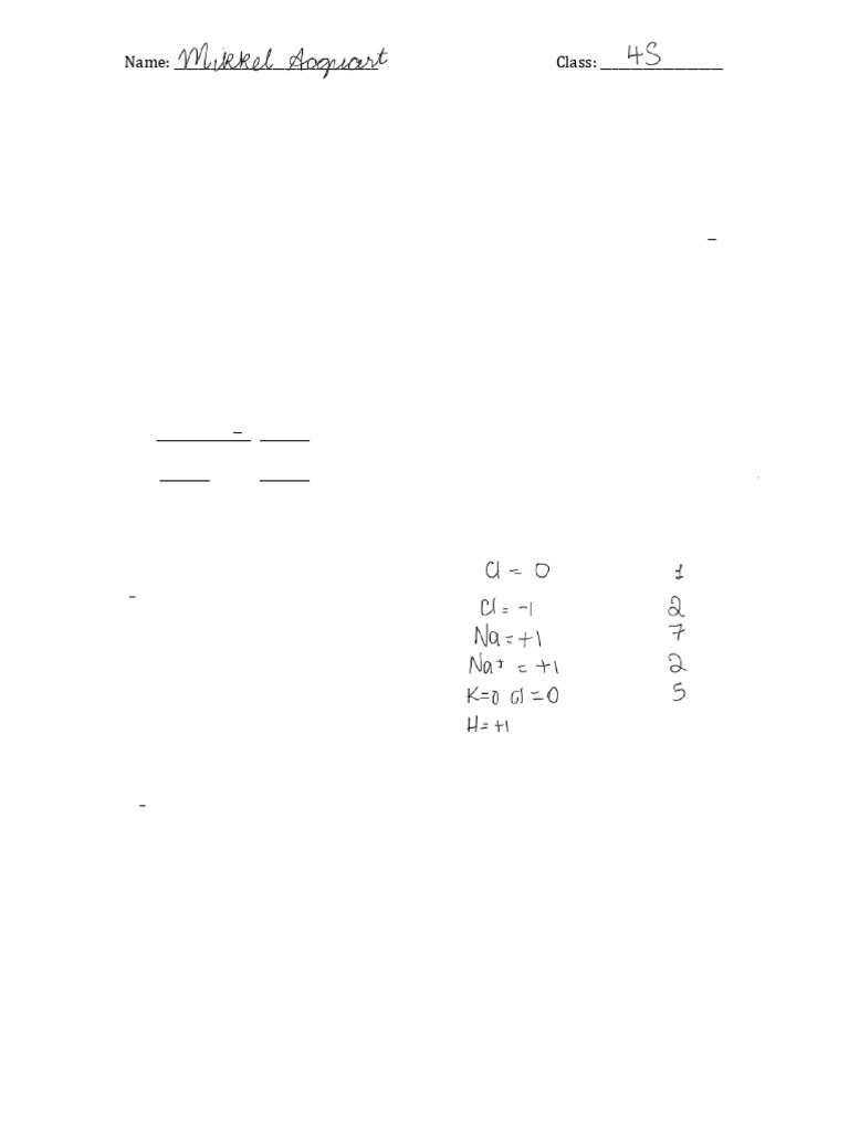 1st Oxidation Numbers Worksheet | PDF | Ion | Chemical Compounds