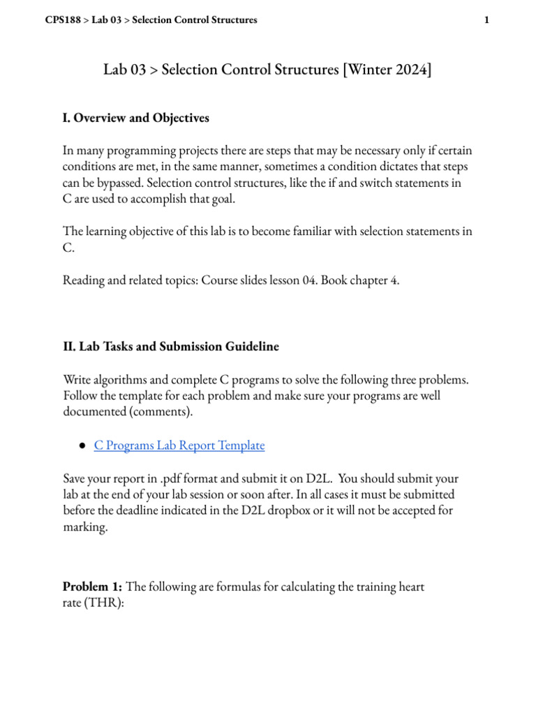 Lab 03 Selection Control Structures | PDF | Body Mass Index
