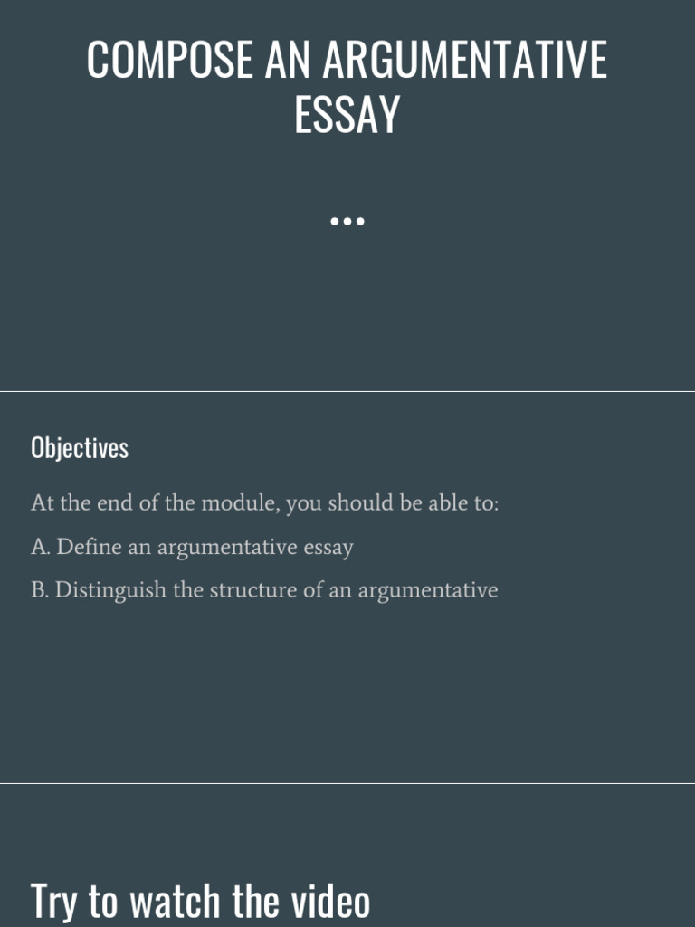 1 WEEK 1 Grade 10 - Argumentative Essay | PDF | Essays | Argument
