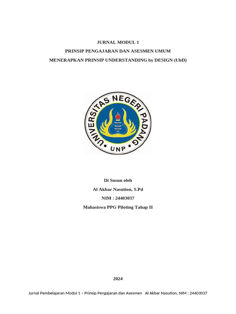 Jurnal Pembelajaran Modul 1 - Prinsip Pengajaran Dan Asesmen Al Akbar ...