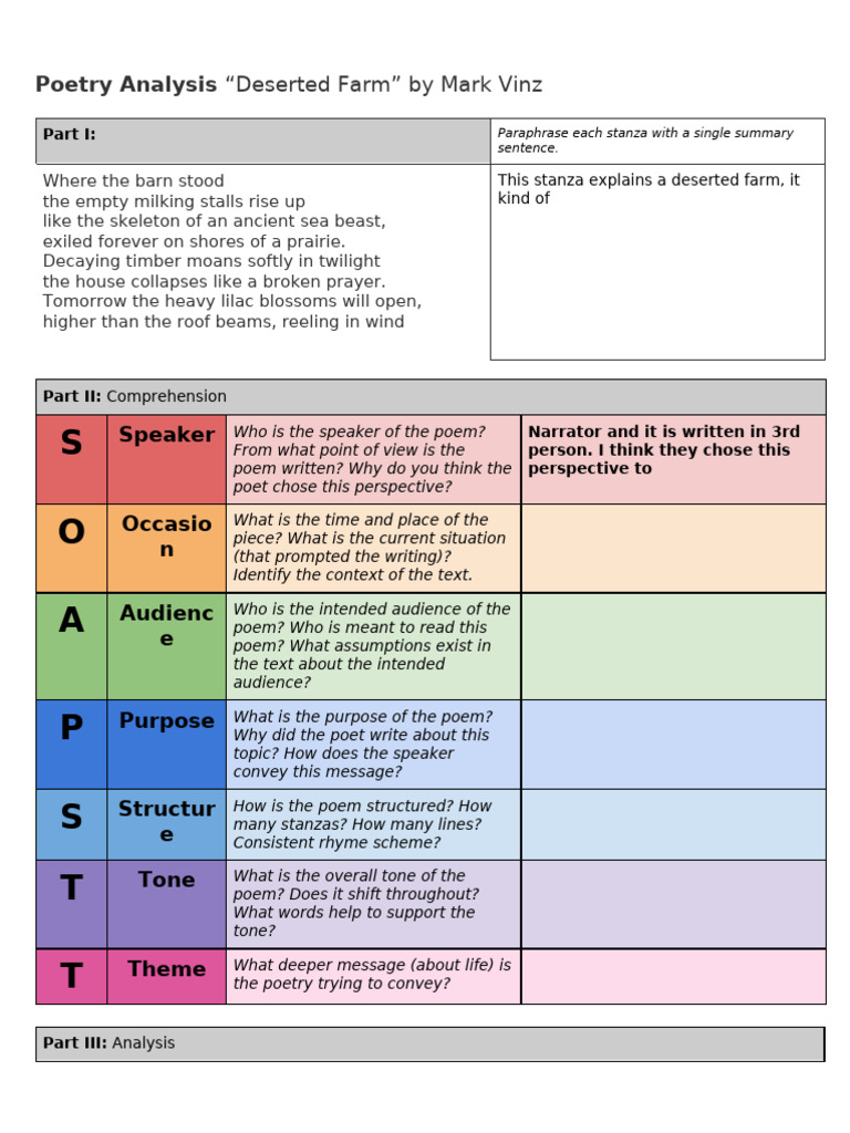 Copy of SOAPSTT Poetry Analysis #1 | PDF | Poetry