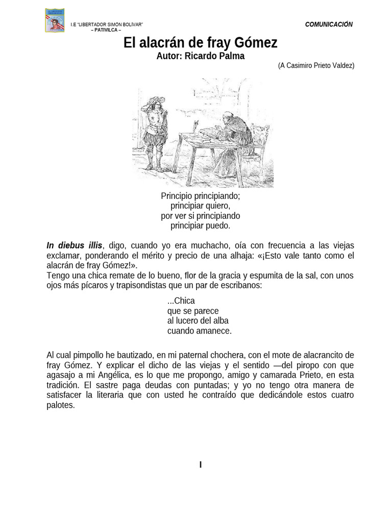 El Alacrán de Fray Gómez: Resumen | PDF