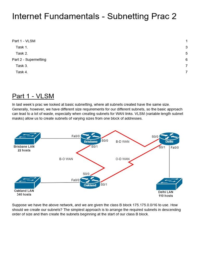 CP1402 - CP5631 Week 07 Prac - Subnetting Prac 02 | PDF | Routing ...