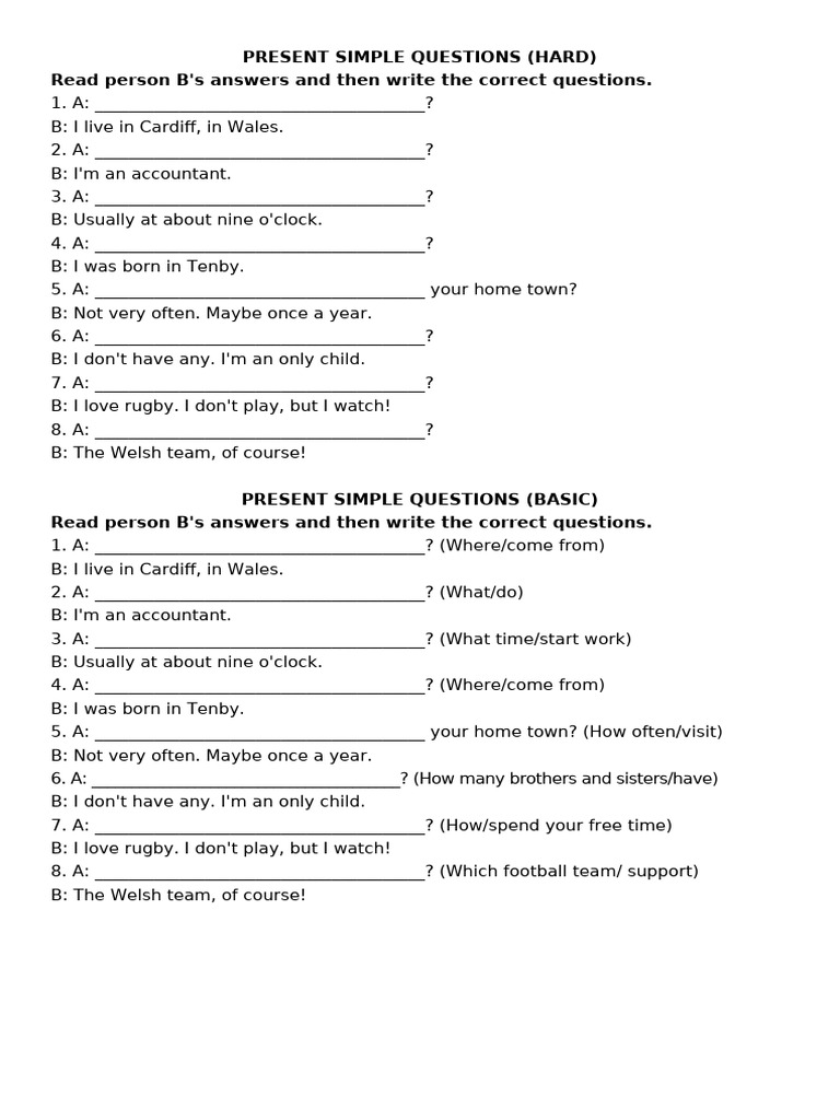 Forming Present Simple Questions | PDF