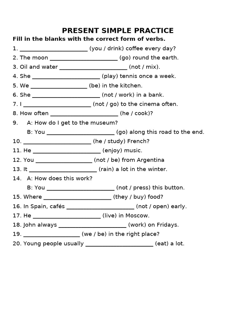 Present Simple | PDF | Lunch | Meal