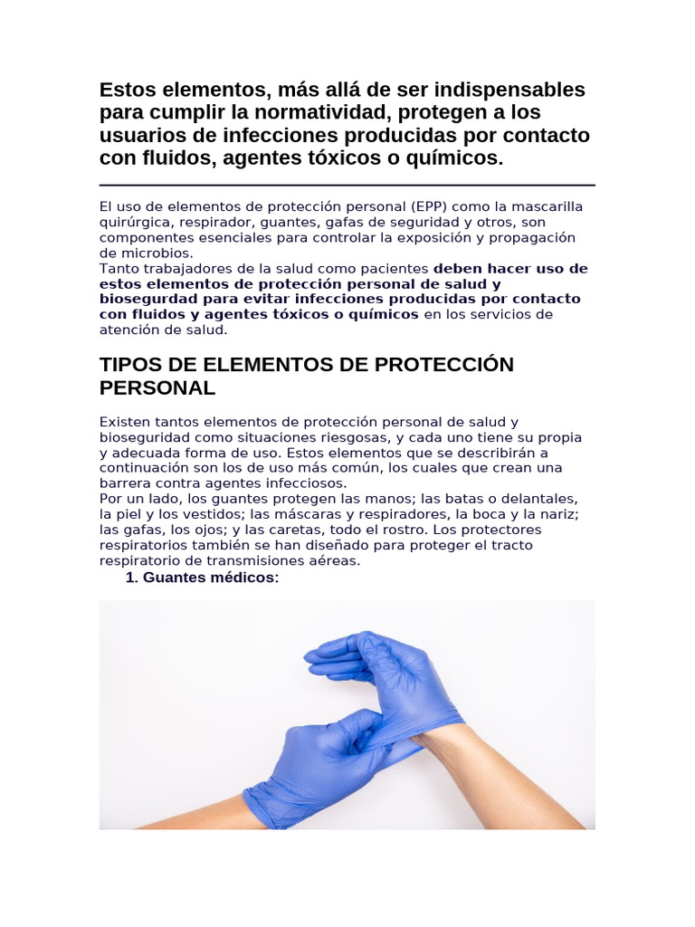 Estos Elementos EPP | PDF | Guante