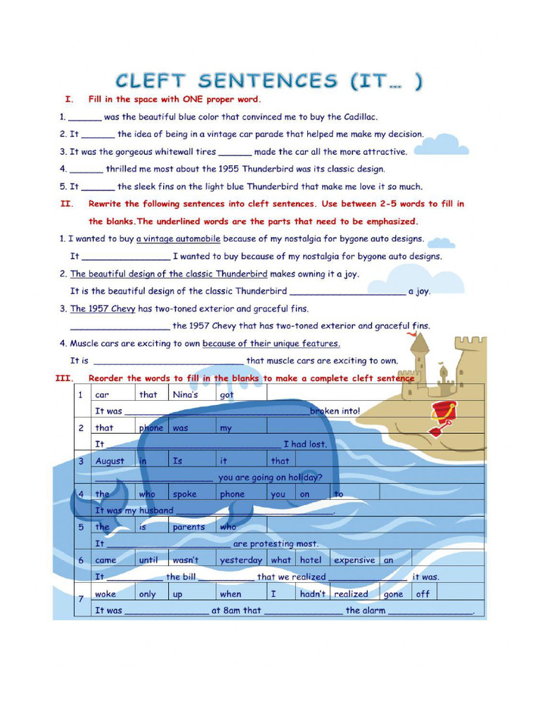 Cleft Sentences Practice 2 | PDF