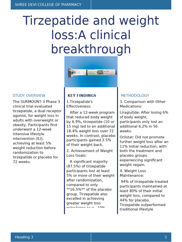 Tirzepatide and Weight Loss | PDF | Drugs | Medical Treatments