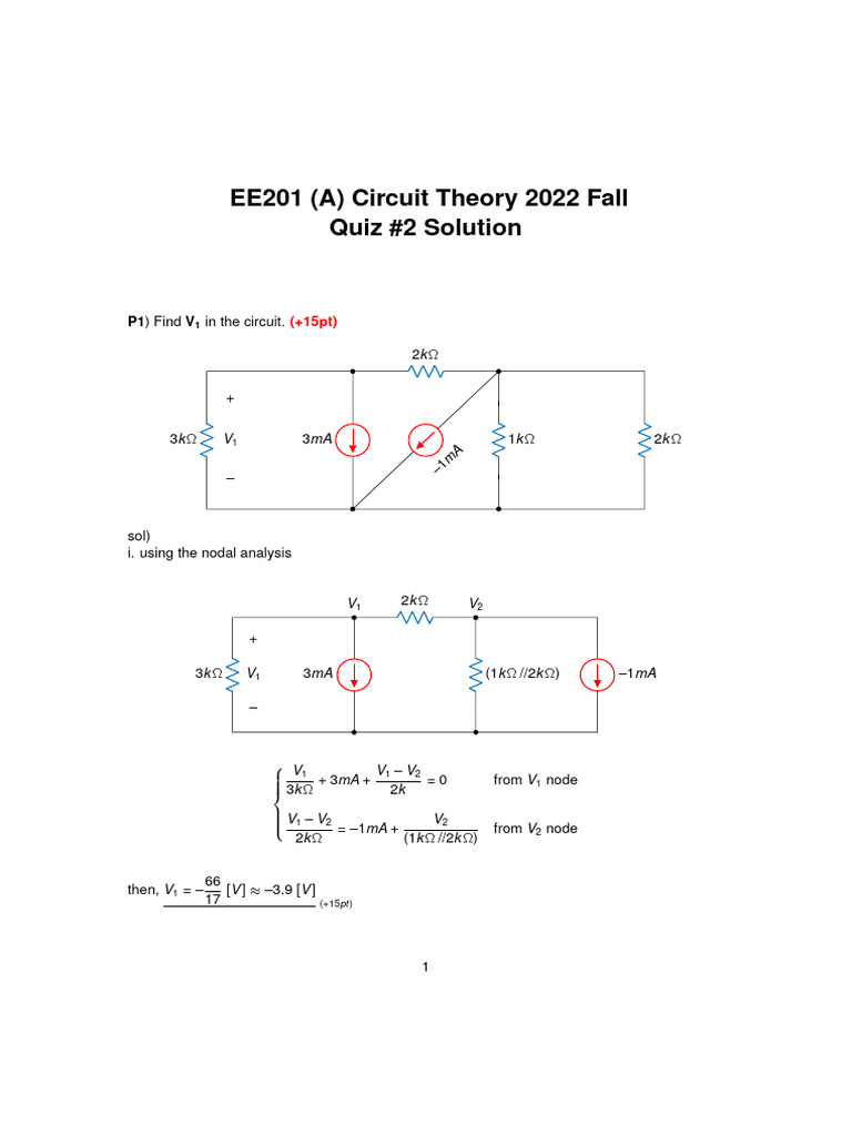 EE201 (A) 2022 Q2 Solution | PDF | Electrical Engineering | Electronic Engineering