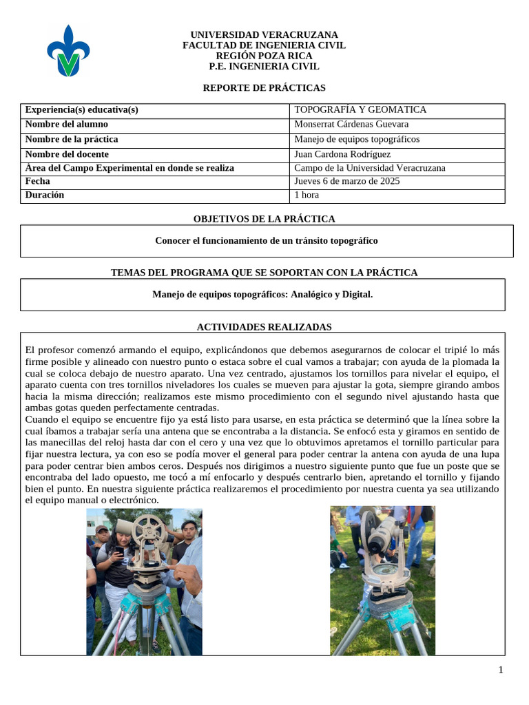 Reporte de Practicas de Campo | PDF