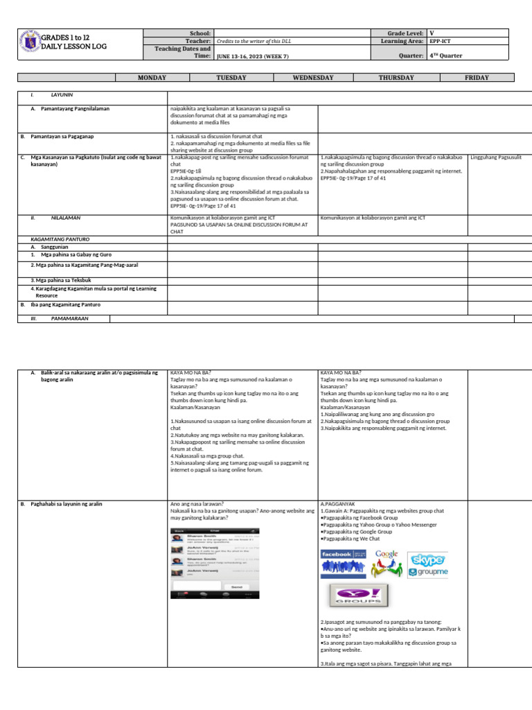 Grade 5 DLL EPP 5 Q4 Week 7 | PDF