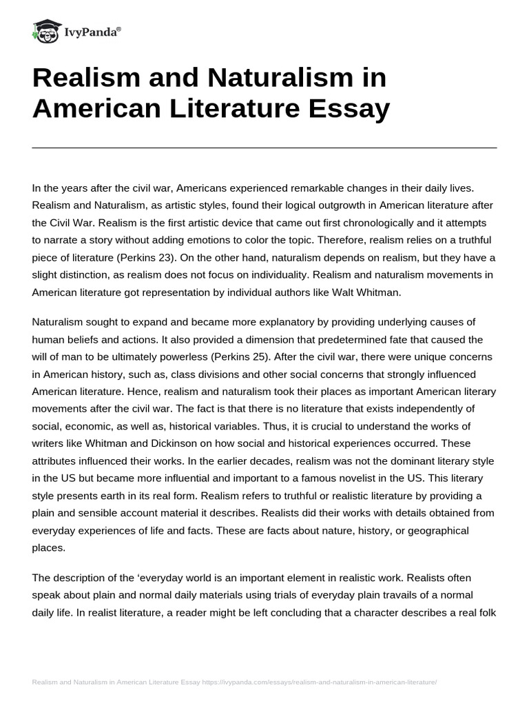 realism-and-naturalism-in-american-literature | PDF | Realism (Arts ...