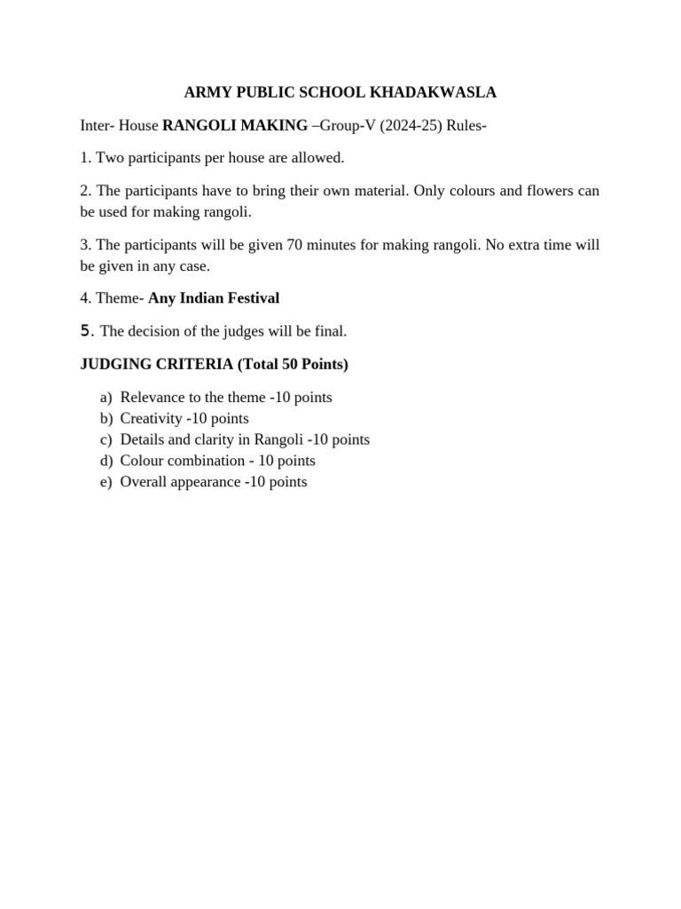 Rangoli Making Rules - Group-V | PDF