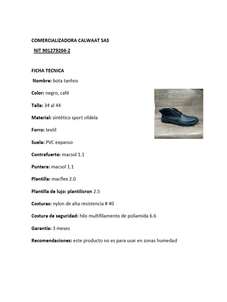 FICHA_TECNICA_DE_bota_thanos_nueva | PDF