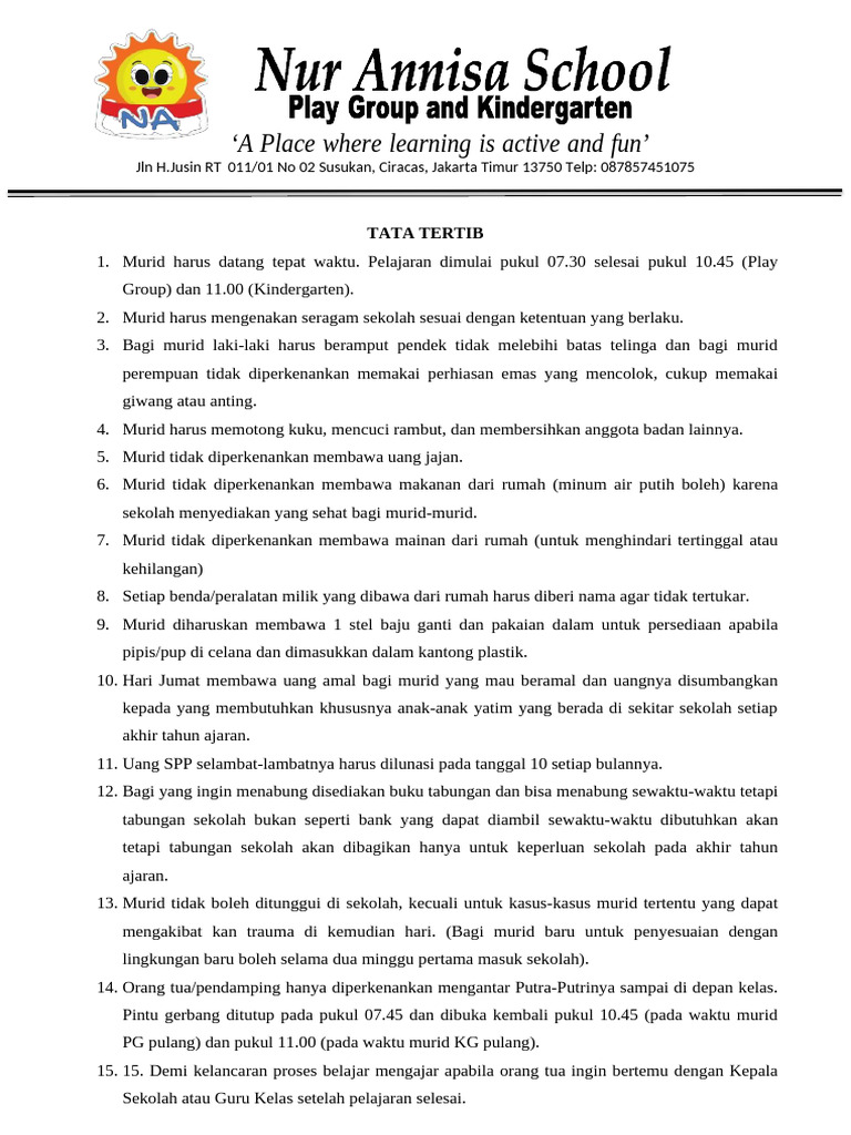 Tata Tertib Sekolah untuk Murid | PDF