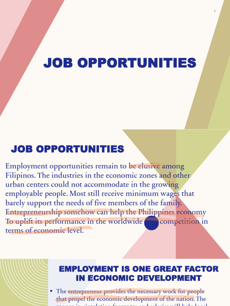 Lesson 4 Job Oppurtunities | PDF | Employment | Entrepreneurship